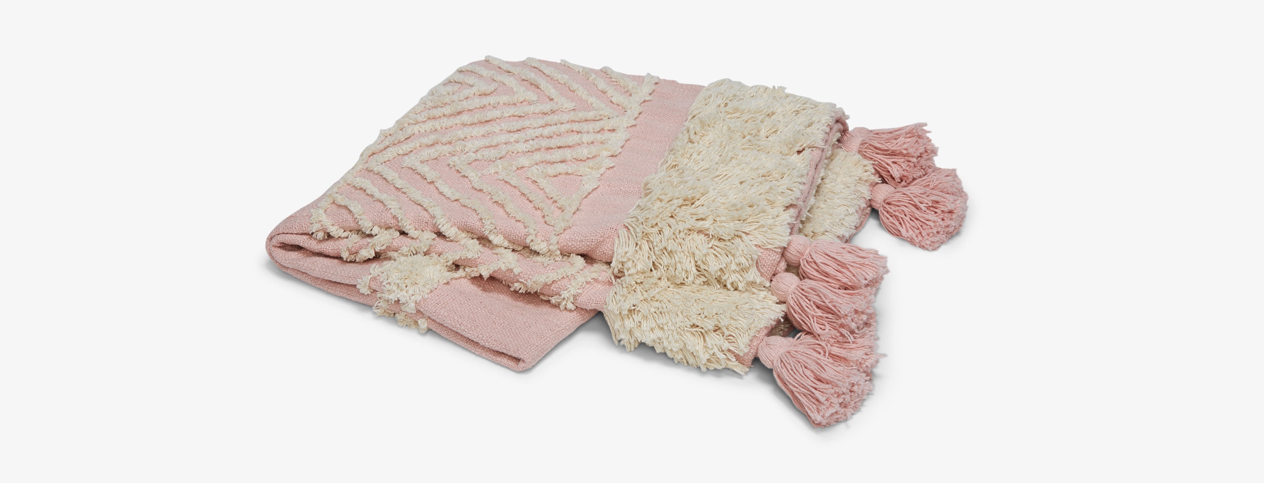 Tufted Slub Pink and Yellow Throw | Joybird